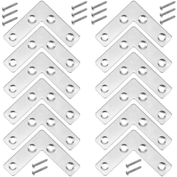 Équerre d'Angle Plat 12 Pièces Support de Fixation Connecteur Plaques ...