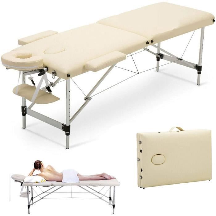 Table De Massage Pliante 2 Zones En Aluminium Beige Cdiscount Santé