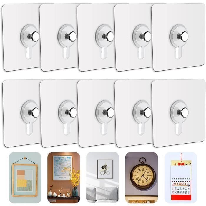 Lot de 10 Adhesif Accroche Tableau Sans Percer, Attache Cadre Adhésif ...
