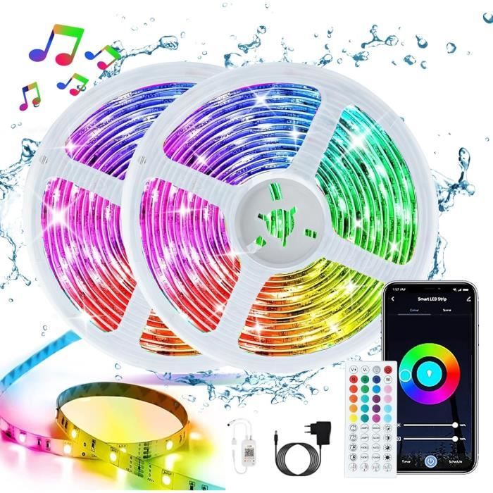 Étanche Ruban Led 12M, Ip65 Étanche Bande Led Rgb Contrôlé Via ...