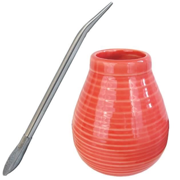 Kit Large Tasse A Ceramique Boisson Mate Avec Paille Red Ceramic Cup With Bombilla Cdiscount
