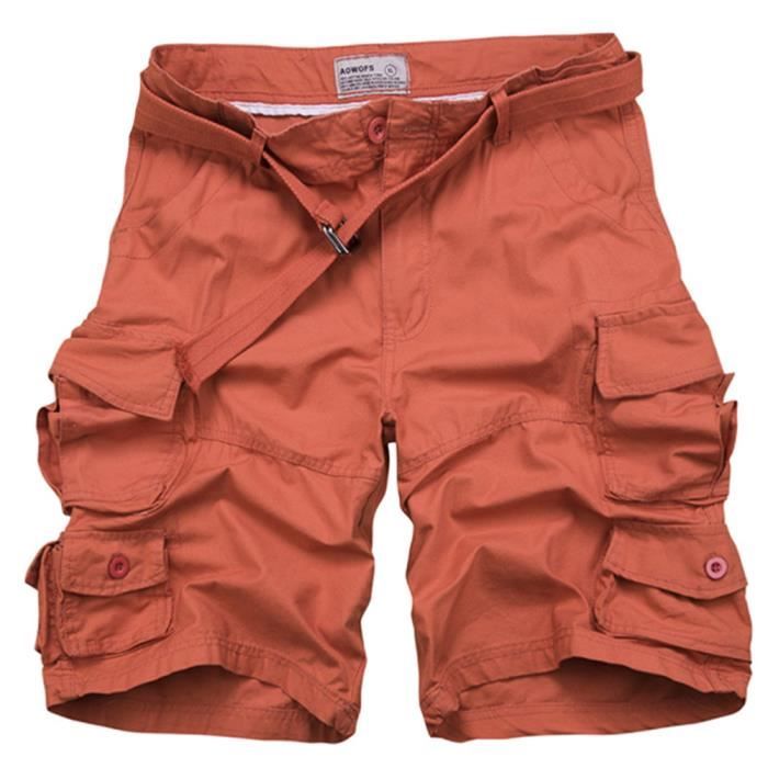 Short Homme uni de cargo Shorts Homme 100%Coton Vêtement Masculin ...