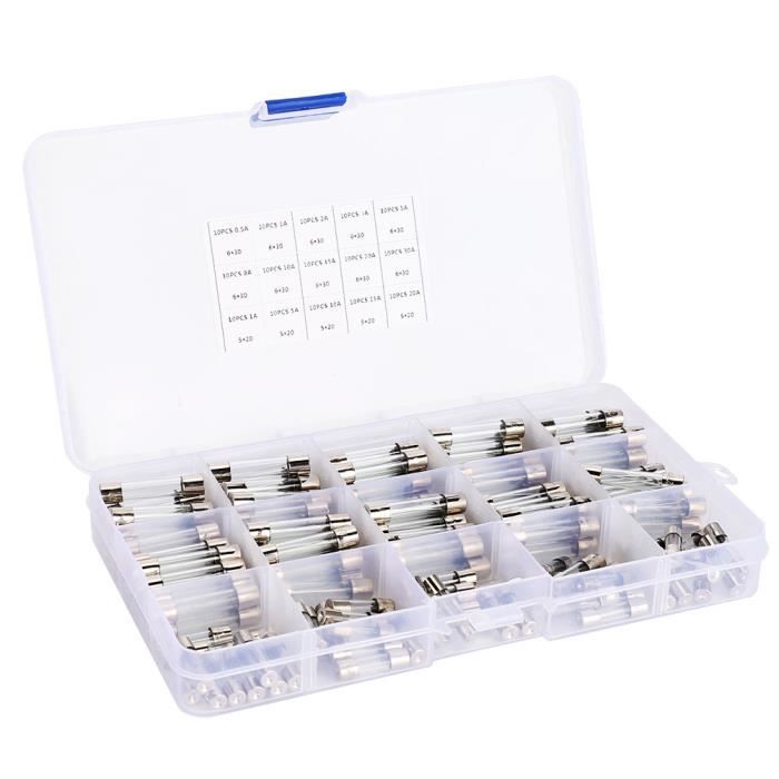 OMABETA Fusible en verre Assortiment de fusibles en Tube de verre, 150 pièces, 6x30mm ...