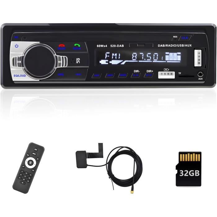 Autoradio Bluetooth Mains Libres, 1 Din Poste Radio Voiture Avec Lcd Affichage Horloge, Lecteur ...