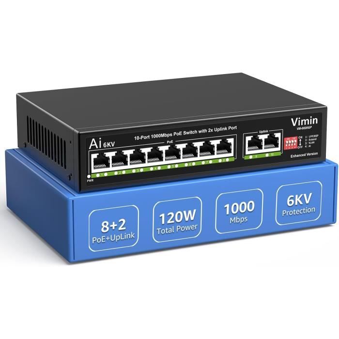 Switch Gigabit PoE 10 Ports Avec 8 Ports PoE VIMIN Switch R seau PoE 8 switch-gigabit-poe-10-ports-avec-8-ports-poe-vimin-switch-r-seau-poe-8