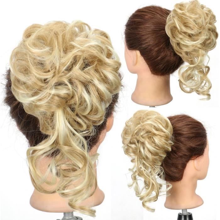 Postiche Chignon Cheveux Naturel Bouclés Ondulés Chouchou Cheveux ...