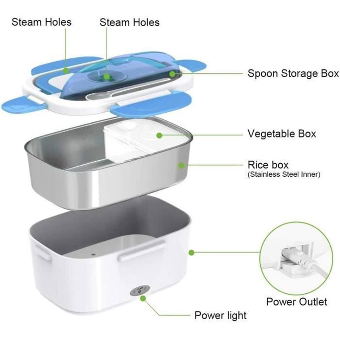 Boîte Chauffante Lunch Box Électrique à Lunch 220v 12V Boîte à Lunch ...