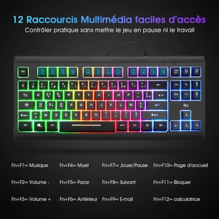 Rk104 Clavier Gamer Filaire Rétroéclairage Clavier Azerty De 2 Zones ...