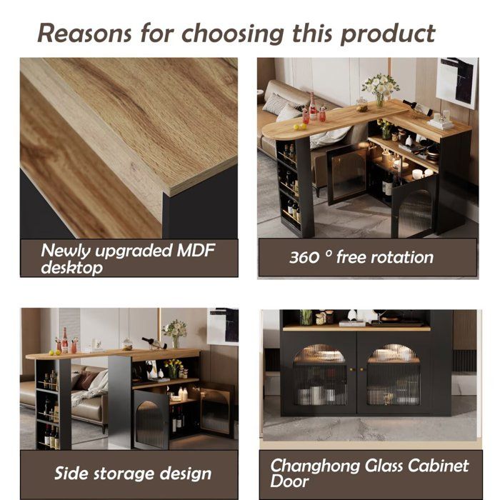 SogesHome Table De Bar extensible 138-193x39x105cm noir Table Haute ...