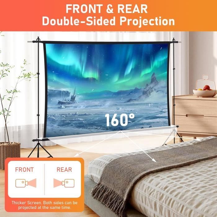 150" Écran De Projection Écran Videoprojecteur Avec Support,4K Hd 16: 9 ...
