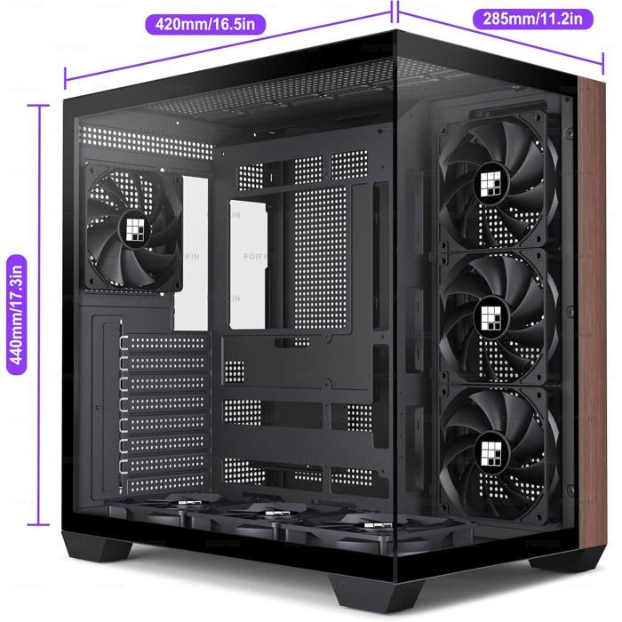 Boîtier PC ATX - CACTOSE - M09 - Bois de noyer - 7 ventilateurs ...