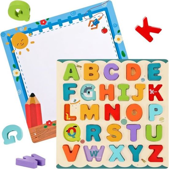 Puzzle en Bois Enfant, Alphabet Puzzle Jouet pour Lettres Apprendre ...