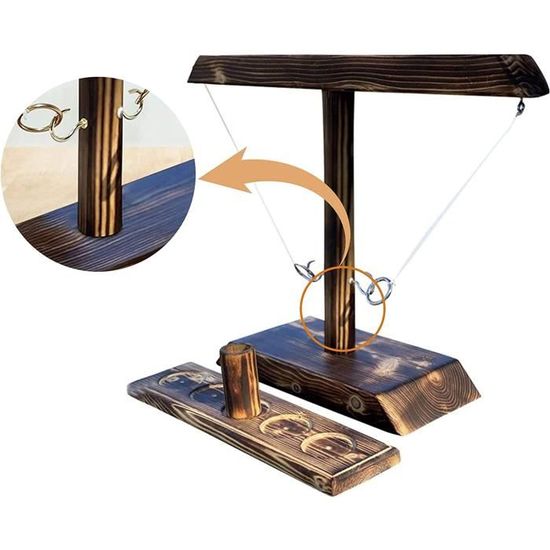 Hook Ring Toss Game Enfant, Jeu D'anneau De Lancer en Bois Crochets Battle Jeux De Société avec ...