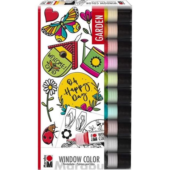 Set Window Color - MARABU - Garden - 10 tubes de 25 ml - Couleurs vives ...