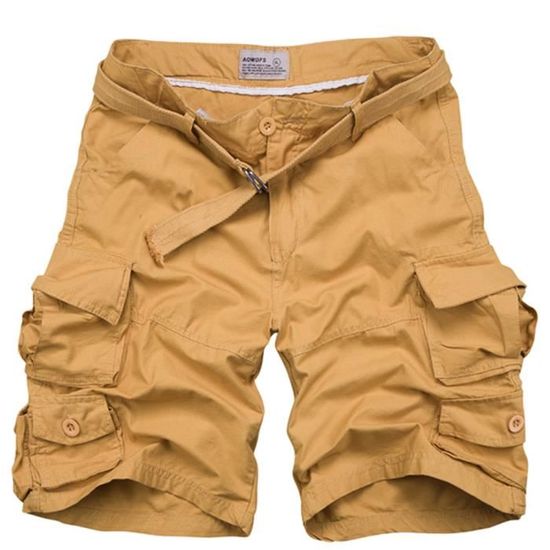 Short Homme uni de cargo Shorts Homme 100%Coton Vêtement Masculin Jaune ...