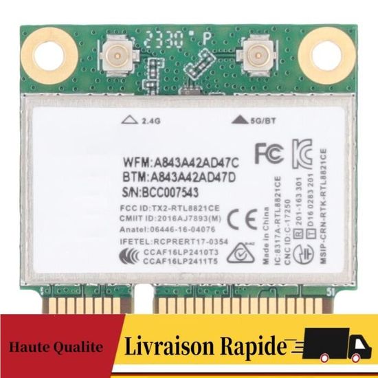 Qiilu Module Carte Réseau RTL8821CE 433Mbps 802.11AC 2.4GHz 5GHz Mini ...