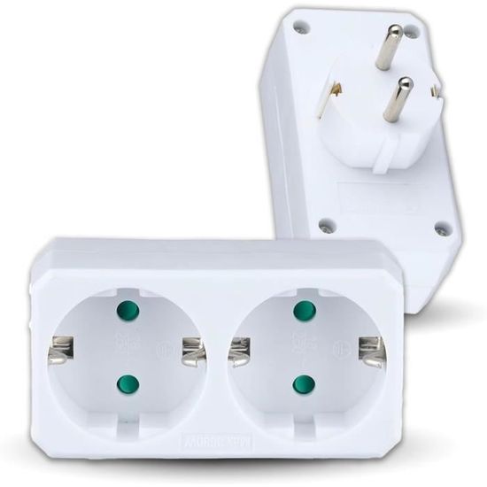 Adaptateur Multiprise Électrique Triple Murale - 2 Prises - Bloc ...