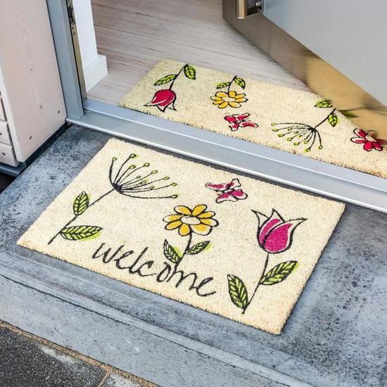 Paillasson Intérieur Naturel Antidérapant - Tapis Coco Antibactérien ...