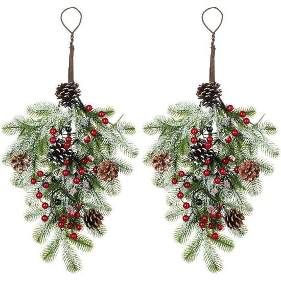 Guirlande de Noël Artificielle en Forme de Larme, Couronne de 55 Cm en Forme de Larme avec ...