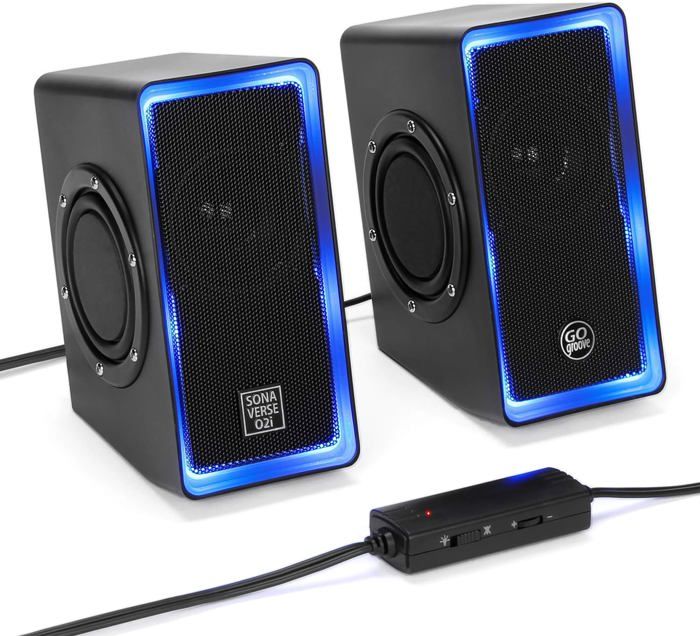 Enceintes PC USB Stéréo avec LED, Basses Profondes, ENCEINTES ...