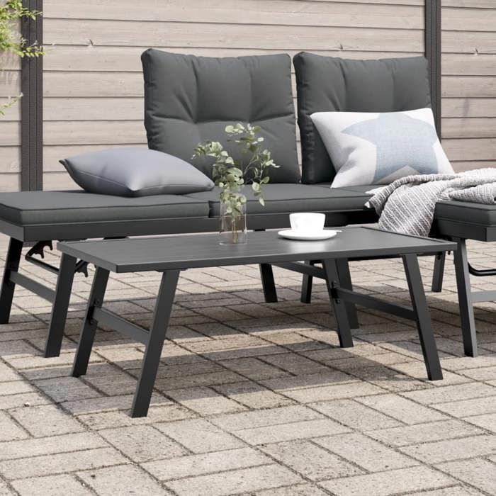 VidaXL Table basse de jardin noir 90x45x35 cm acier enduit de poudre ...