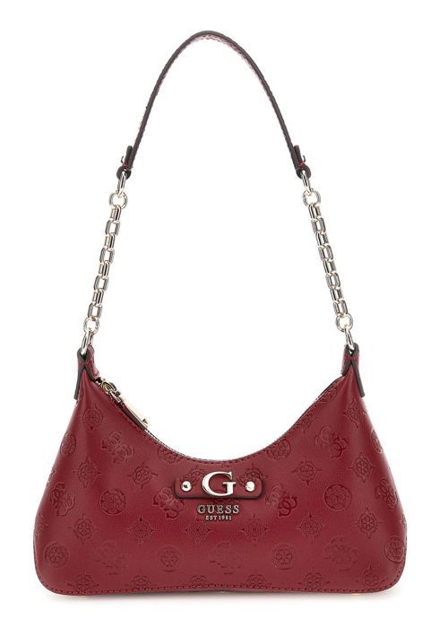 GUESS Sac à épaule rouge foncé pour femme - Gerty Top Zip Shoulder Bag ...