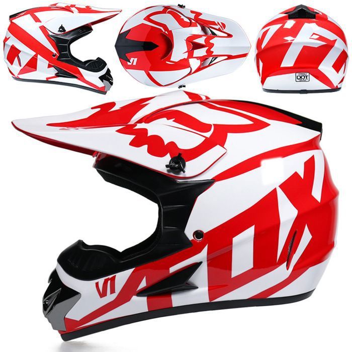 Casques de motocross ECELEN Casques de course-Rouge et Blanc ...