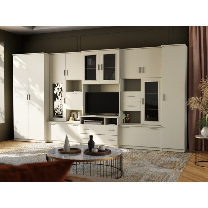 Meuble haut de salon Beige Cachemire Lena - Cdiscount Maison
