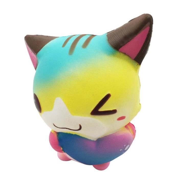 Jouet anti-stress 12cm Squishy Cute Cartoon Heart Cat Fox Slow Rising ...
