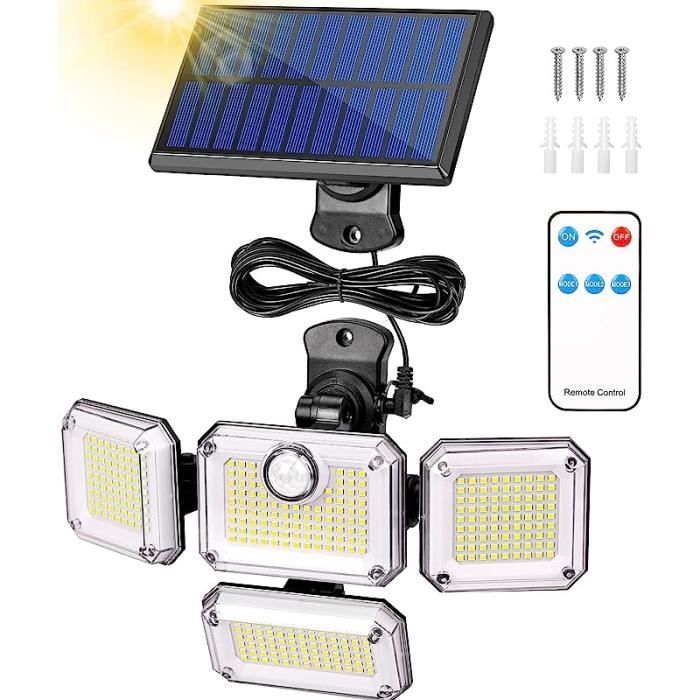 Lampe Solaire Extérieur avec Détecteur de Mouvement IP65 tanche Projecteur Solaire 333LED 1 ...
