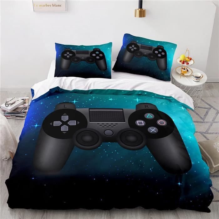Parure de lit Gamer-Motif jeu - Avec housse de couette et taie d ...