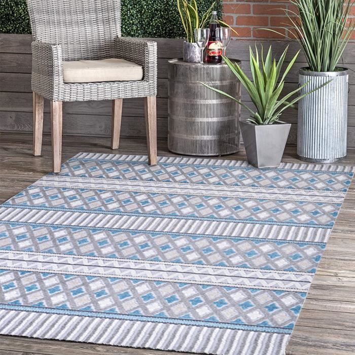Tapis Exterieur-120x160cm-Velours Cristal-Geometrique-Antiderapant ...