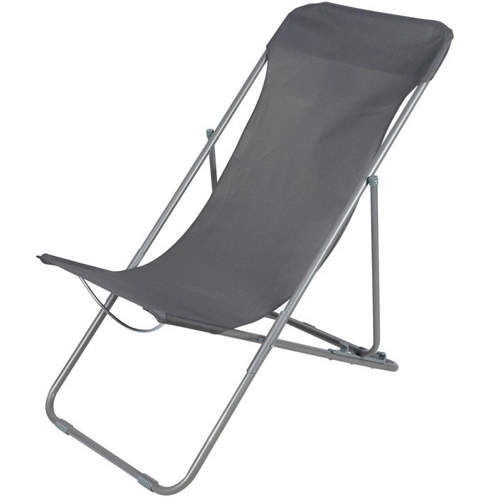 Chaise longue pliante chilienne métal gris anthracite 85x56x90cm ...