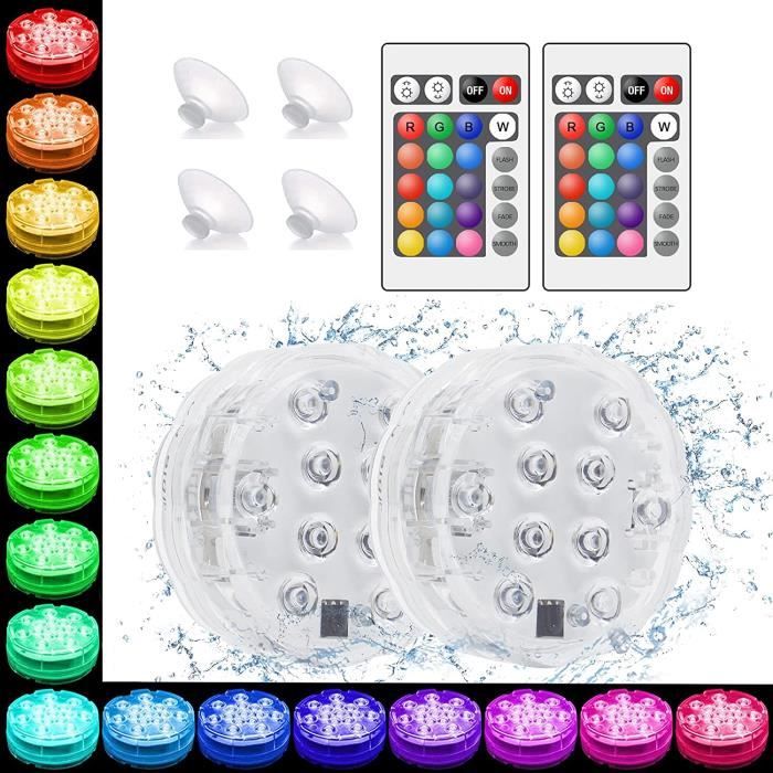 Lot de 2 lampes LED submersibles pour jacuzzi étanches 16 couleurs ...