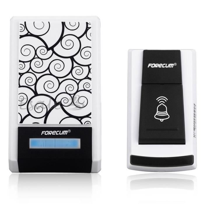 Carillon Sonnette Porte Sans Fil 315MHz LED 36 Mélodies Télécommande ...