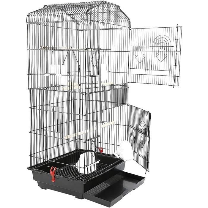 Volière Cage À Oiseaux Sur Roulettes Design Maison Perchoirs Portes ...