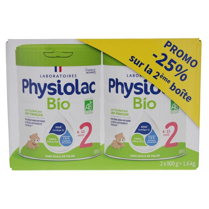 Physiolac Bio 2 Lot de 2 x 800 g - Achat / Vente lait 2e âge Physiolac ...