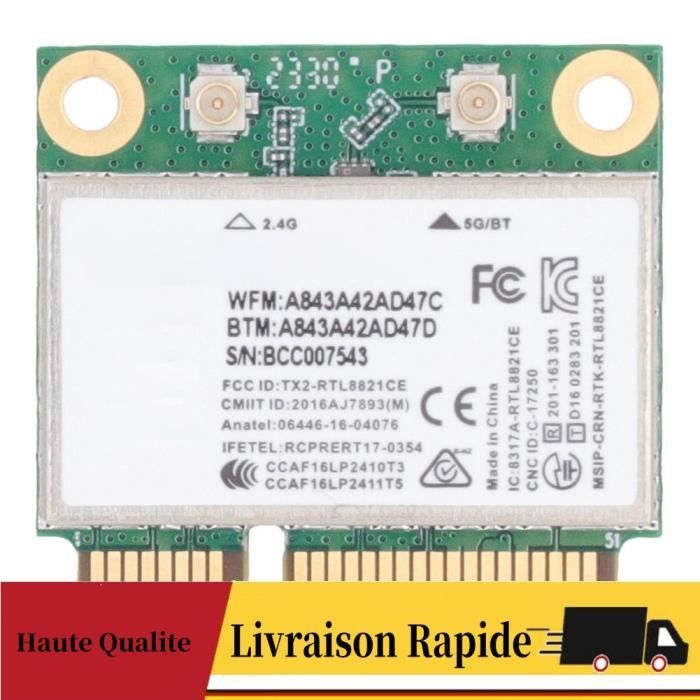 Qiilu Module Carte Réseau RTL8821CE 433Mbps 802.11AC 2.4GHz 5GHz Mini ...