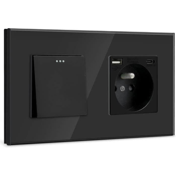 Interrupteur Avec Prise Murale Usb Et 1 Type C Noir,1 Gang 1 Voie ...