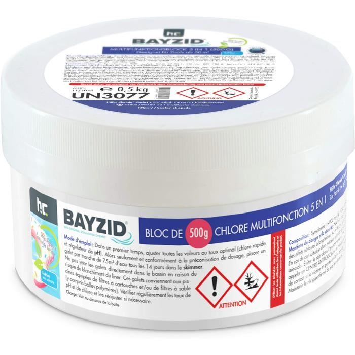0,5 kg Bayzid Chlore multifonction, bloc de 500g (1 x 0.5 kg)120 ...