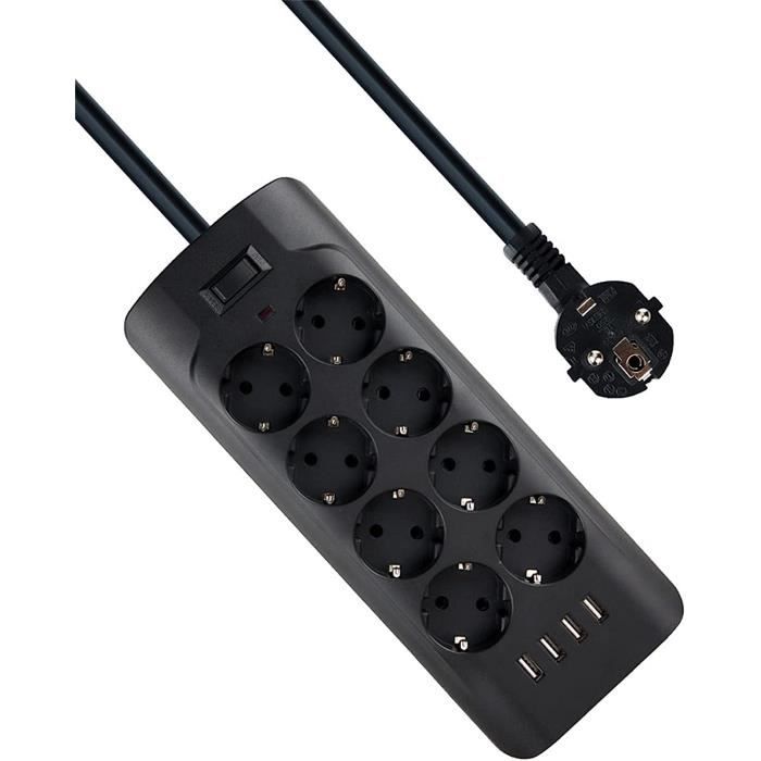 Prises Électriques Multi-Prises Noir, 3000W - 13A Multiprise Usb Avec ...