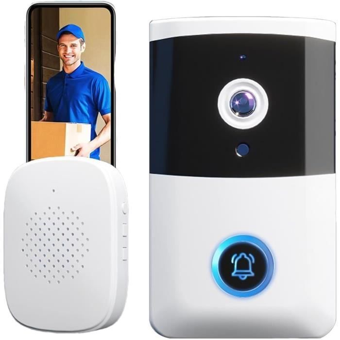 Sonnette intelligente sans fil améliorée, sonnette avec caméra, caméra ...