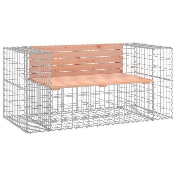 Banc de jardin en bois massif de douglas et gabion - VGEBY - 143x71x65 ...