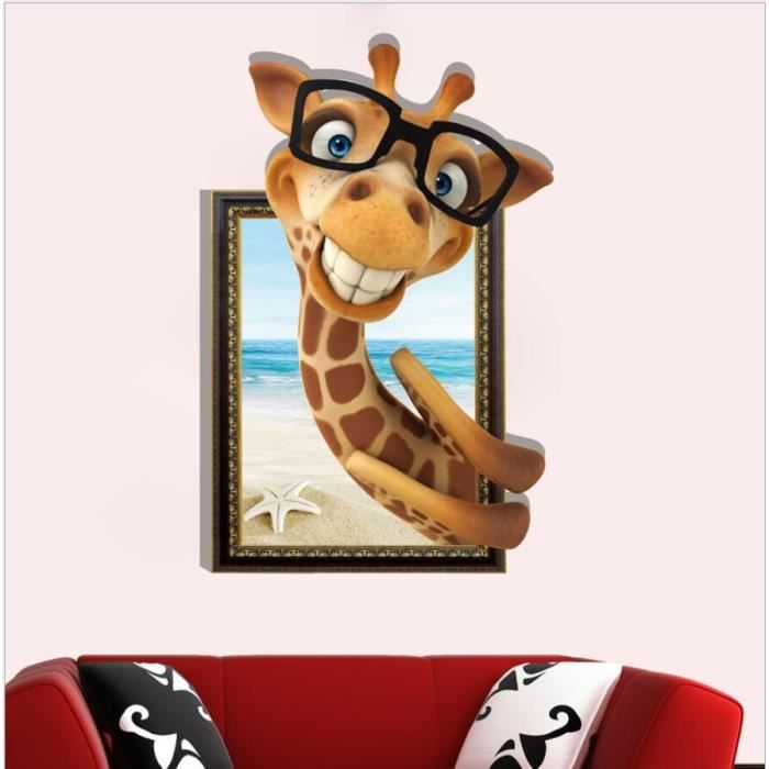 PVC Giraffe amovible mur en trois dimensions autocollants salon de l ...