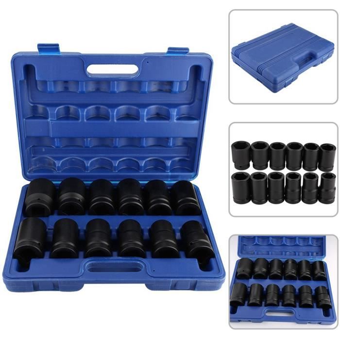 WIP - Jeu Douilles à chocs profonds 12pcs 1 pouce Durable Drive Deep Impact Socket Set 24-41mm ...