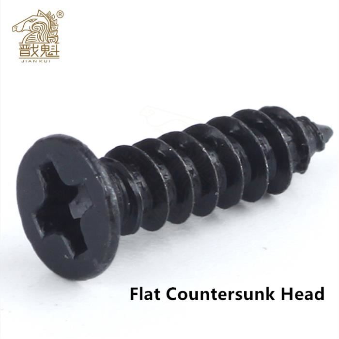 Countersunk Head-M2.6-12mm -Vis à bois autotaraudeuse en acier noir, 100 pièces, M2 M2.6 M3 M3.5 ...