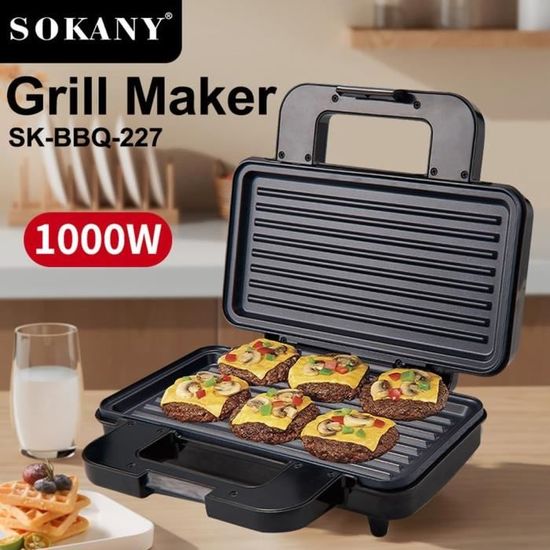 Sk-227 1000W Panini Grill Électrique, Revêtement Anti-Adhérent ...