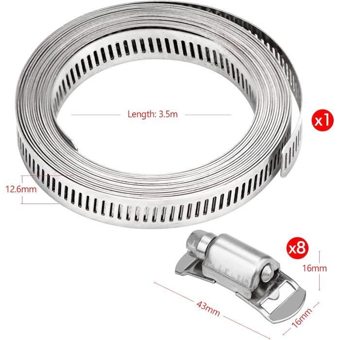 Collier de Serrage Collier à Vis sans Fin en Acier, Sangle Collier de ...