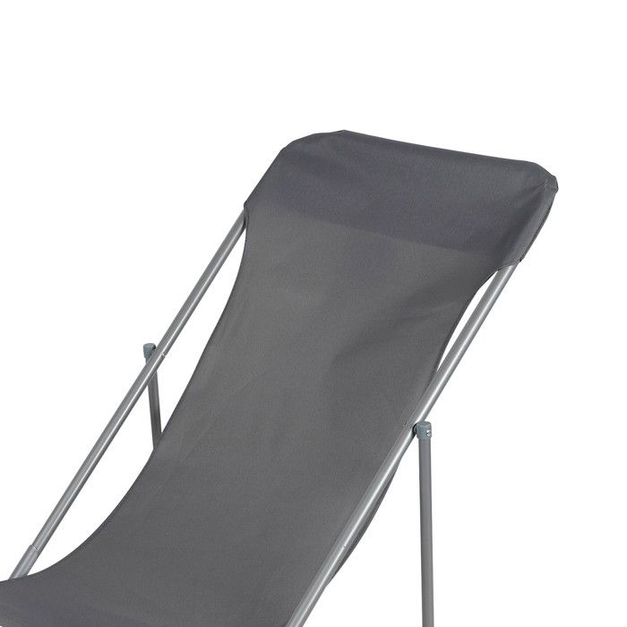 Chaise longue pliante chilienne métal gris anthracite 85x56x90cm ...