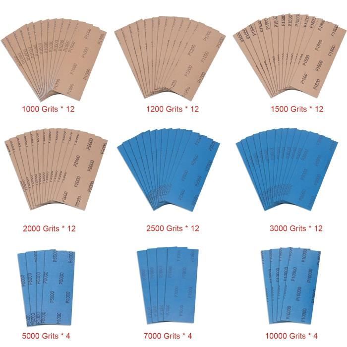 84 Pièces Papier Abrasif Sec Et Humide Papier De Verre Grain 1000 1200 ...
